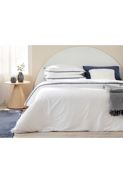 English Home Adorn Saçaklı Pamuk Çift Kişilik Nevresim Seti 200X220 cm Beyaz