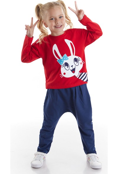 Denokids Muzip Tavşan Kız Pantolon Takım