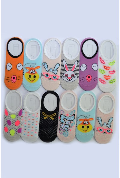 Icon Socks 12'li Kadın Desenli Babet Çorap 2