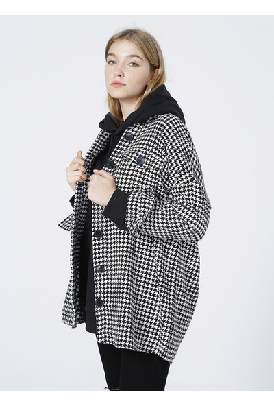 Limon Siyah Beyaz Kadın Gömlek