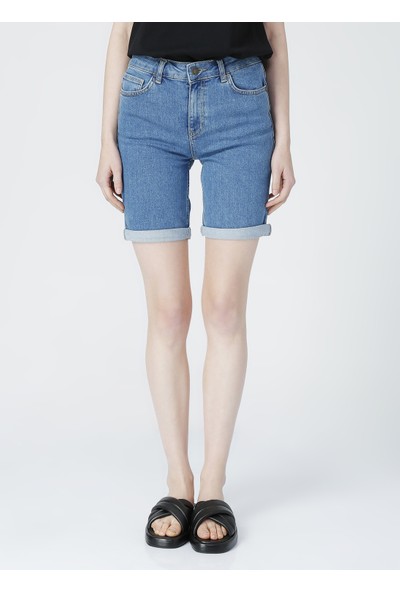 Limon Normal Bel Düz Kadın Midi Şort