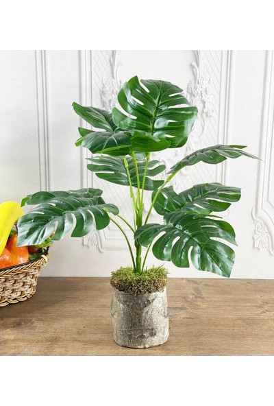 Yapay Çiçek Monstera 9 Dal Kütük Saksılı Deve Tabanı Dekoratif Süs Çiçeği Yapay Çiçek Monstera 9 Dal Kütük Saksılı Deve Tabanı Dekoratif Süs Çiçeği