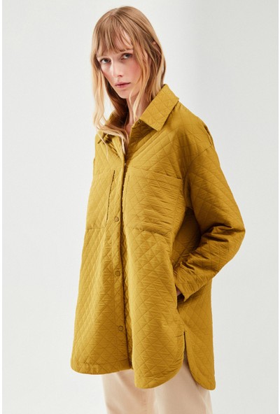 Quzu Oversize Kapitone Ceket Olive