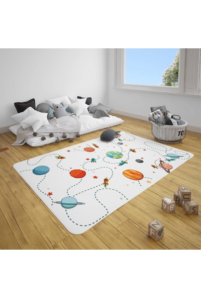 İnstababyrooms Uzay Gezegen Ve Roket Desenli Dekoratif Kaymaz Tabanlı Yumuşak Dokulu Çocuk Odası Halısı İnstababyrooms Uzay Gezegen Ve Roket Desenli Dekoratif Kaymaz Tabanlı Yumuşak Dokulu Çocuk Odası Halısı