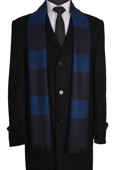 Esgue Parça Desenli Sax & Lacivert Renk Atkı & Kaşkol Esgue Parça Desenli Sax & Lacivert Renk Atkı & Kaşkol