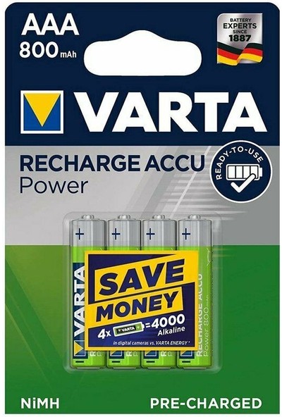 Varta 56703 800 Mah Aaa Şarjlı Ince Kalem Pil 4'lü Varta 56703 800 Mah Aaa Şarjlı Ince Kalem Pil 4'lü