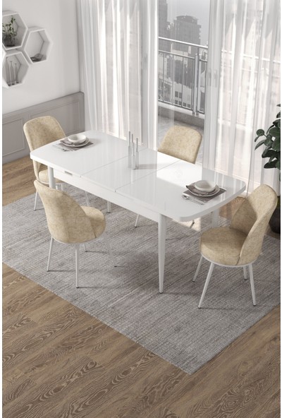 Canisa Concept Canisa Via Serisi 80X132 Açılabilir Beyaz Yemek Masa Takımı Canisa Concept Canisa Via Serisi 80X132 Açılabilir Beyaz Yemek Masa Takımı