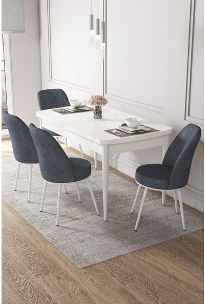 Canisa Concept Canisa Via Serisi 80X132 Açılabilir Beyaz Yemek Masa Takımı Canisa Concept Canisa Via Serisi 80X132 Açılabilir Beyaz Yemek Masa Takımı