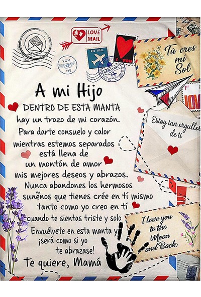 Han International Yumuşak Arkadaş Aile Için Mektup Baskılı Battaniye/ Bej (Yurt Dışından)