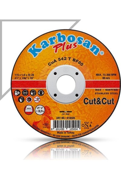Karbosan 125X1.6X22.23 Cut&cut Plus Ince Kesme Diski 910530