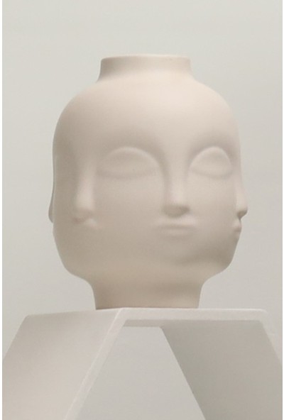 Beige And Stone All In Face Vazo Dekoratif Obje