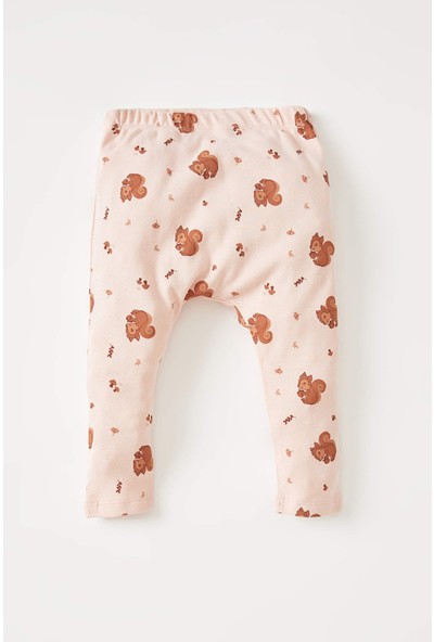 DeFacto Kız Bebek Sincap Desenli Yenidoğan Pamuklu Alt V7641A221WN