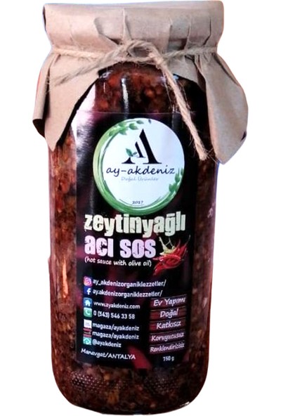 Ay Akdeniz Zeytinyağlı Acı Sos 750 gr Ev Yapımı Ay Akdeniz Zeytinyağlı Acı Sos 750 gr Ev Yapımı