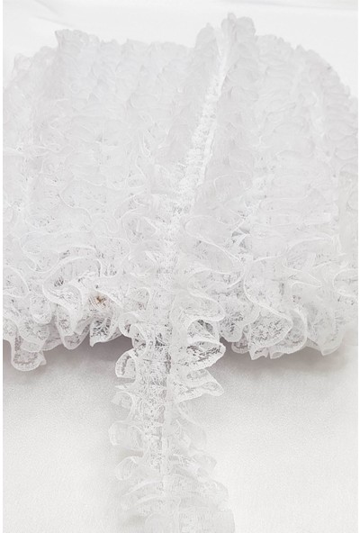 Hayalperest Boncuk Beyaz Çift Taraflı Dantel Fırfır 4 cm