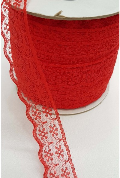 Hayalperest Boncuk Kırmızı Dantel Kurdele 2,5 cm