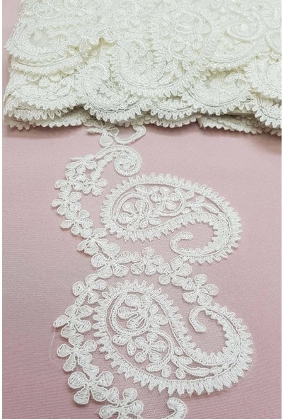 Hayalperest Boncuk Krem Şal Desen Fransız Güpür Dantel