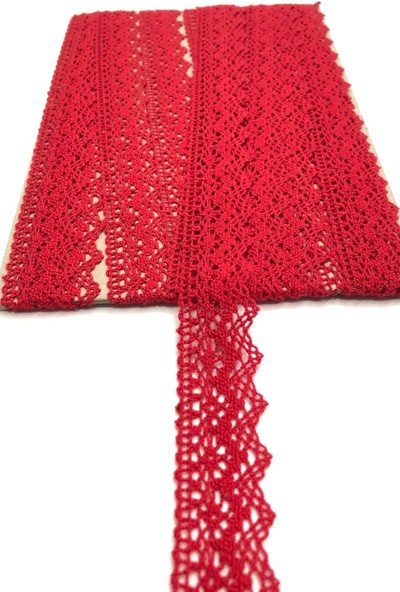 Hayalperest Boncuk Kırmızı Kopanaki Koton Dantel 2,5 cm