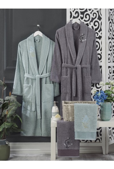 Havlulu Bornoz Seti 4\'lü Havlulu Bornoz Seti 4\'lü