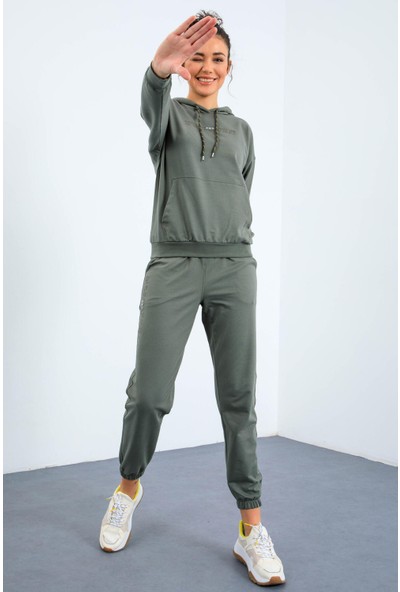 Tommy Life Çağla Kadın Kapüşonlu Kanguru Cep Oversize Lastik Paça Eşofman Takımı - 95288 Tommy Life Çağla Kadın Kapüşonlu Kanguru Cep Oversize Lastik Paça Eşofman Takımı - 95288
