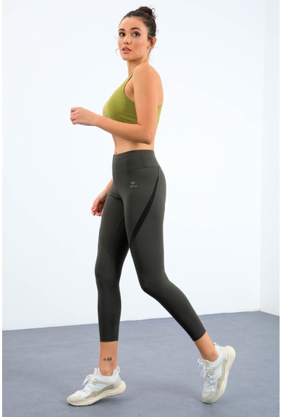 Tommy Life Haki Kadın Yazı Baskılı Slim Fit Dar Paça Tayt-94539_1