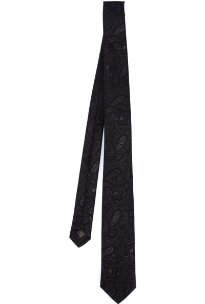 Ala Aksesuar Siyah Gri Şal Desenli Ince Kravat