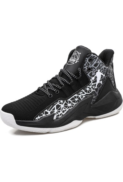 Sitong Geometrik Grafik Siyah Beyaz Basketbol Ayakkabı (Yurt Dışından)