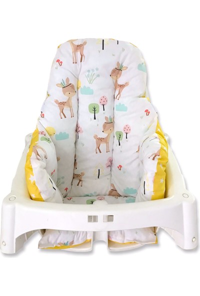 Bebek Özel Bebek/çocuk Mama Sandalyesi Minderi Karaca Desen ve Sarı Yıldızlı
