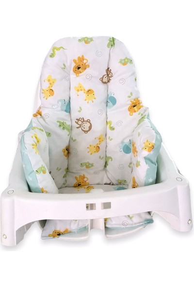 Bebek Özel Bebek/çocuk Mama Sandalyesi Minderi Safari Hayvanlar ve Yeşil Yıldızlı