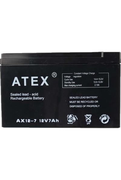 Atex Akü 12V 7A (15X6.5X9.5CM) Atex Akü 12V 7A (15X6.5X9.5CM)