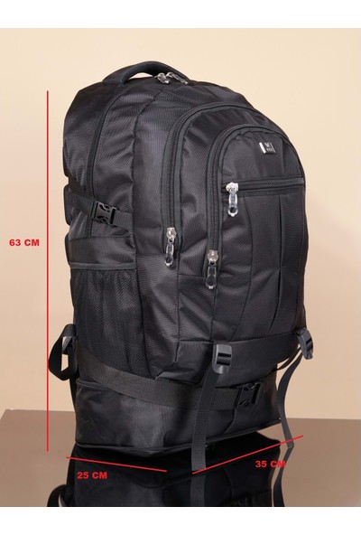 Konfores 1049 Çadır Kumaş Seyehat ve Dağcı Sırt Çantası - NKT01049-SIYAH-TEK Ebat Konfores 1049 Çadır Kumaş Seyehat ve Dağcı Sırt Çantası - NKT01049-SIYAH-TEK Ebat