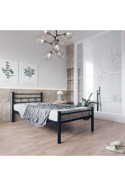 Evger K70 Siyah Metal Karyola Tek Kişilik Yataksız