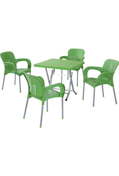 Bs Plastik Plastik Masa 80X80 cm 4 Adet Sandalye Takımı