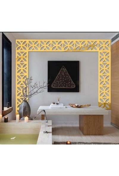 Ps Stickers Dekor Süs Bordür Çiçekli Ayna Gold Altın