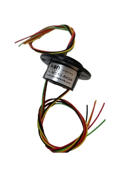 Ikon Mile Geçmeli Slip Ring Döner Konnektör 6 Kanal 2 Amper, Kablolu Döner Mafsal, Iç Çap Ölçüsü 10MM