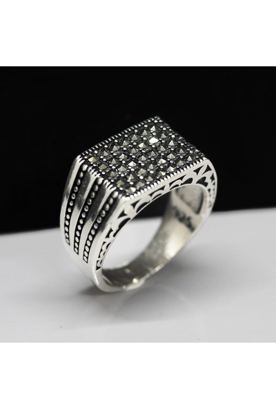 Taja925 Markazit Taşlı Erkek Gümüş Yüzük