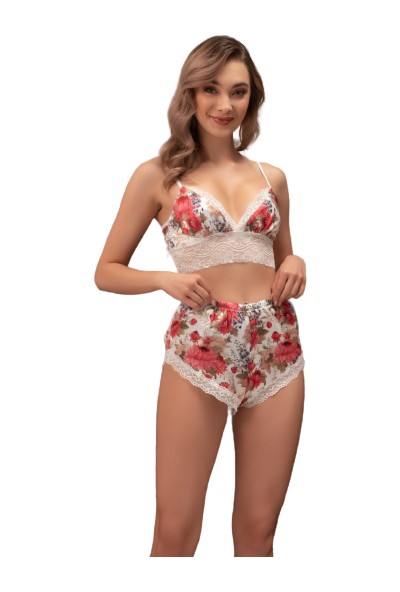 Blue Angel Kırmızı Çiçekli Şort Takım