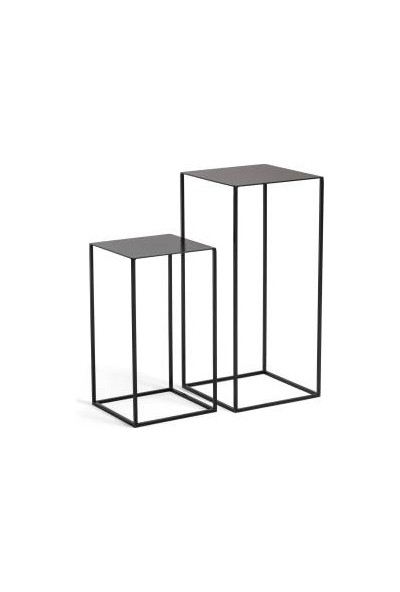 Iron Garden Siyah Metal 2'li Yan Sehpa