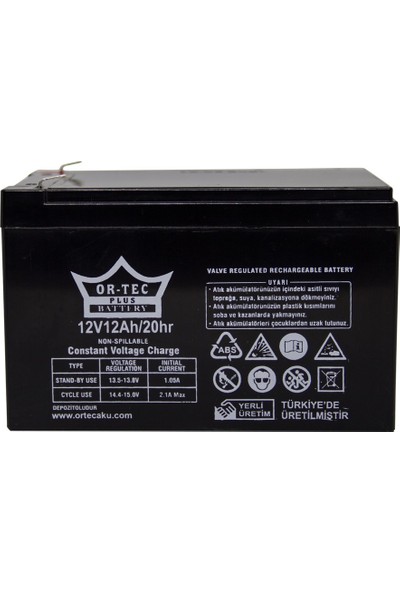 Ortec 12V 12 Ah Bakımsız Kuru Akü Ortec 12V 12 Ah Bakımsız Kuru Akü