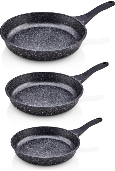 Big Chef Alüminyum Döküm Granit 3'lü Tava Seti 28 - 24 - 20 cm Gri Big Chef Alüminyum Döküm Granit 3'lü Tava Seti 28 - 24 - 20 cm Gri