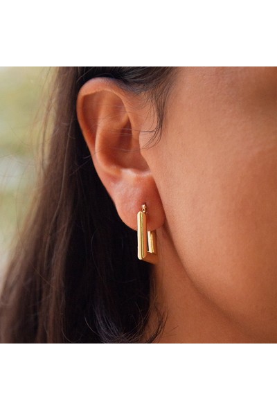 Myra Gold Kare 14K Ayar Altın Küpe