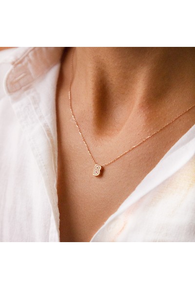 Myra Gold B Harfi Rose Altın Kolye