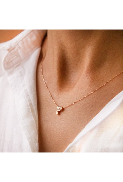 Myra Gold P Harfi Rose Altın Kolye