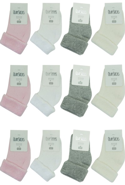 Olay Socks 12'li Kışlık Kalın Kız Bebek Havlu Bebek Soket Çorap