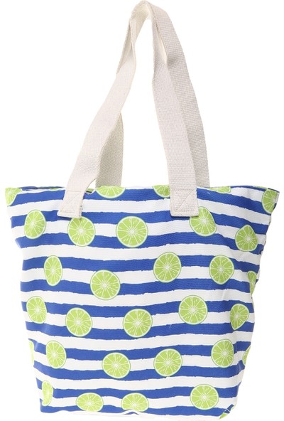 T-Box Kadın Limon Desenli Renkli Plaj Çantası