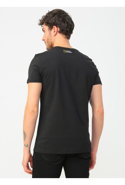 National Geographic Erkek Siyah Bisiklet Yaka T-Shirt