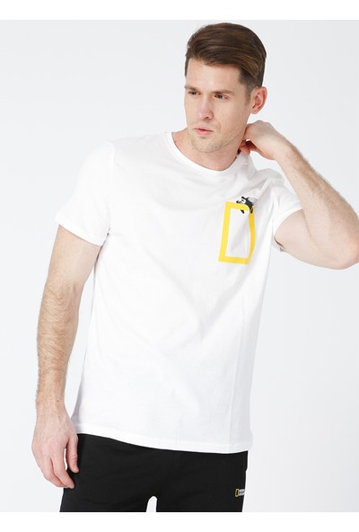 National Geographic Beyaz Erkek T-Shirt
