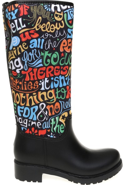 T-Box Siyah Kadın Yağmur Çizmesi