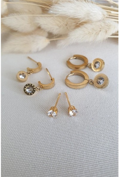 Lilya Accessory Gold Giola Çoklu Çelik Küpe Lilya Accessory Gold Giola Çoklu Çelik Küpe