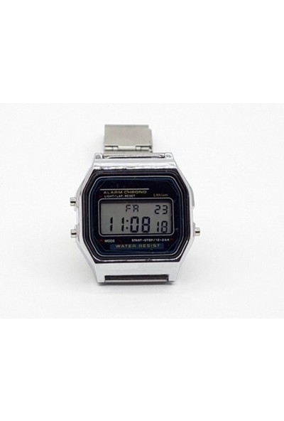 Trenddümyası Metal Beyaz Digital Pilli Kol Unisex Kol Saati