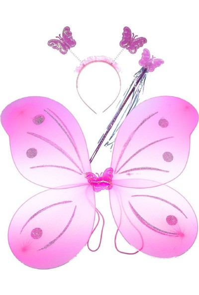 Astar Kostüm Çocuk Melek Kelebek Kanat Set Taç Asa Kanat 3 Lü Set